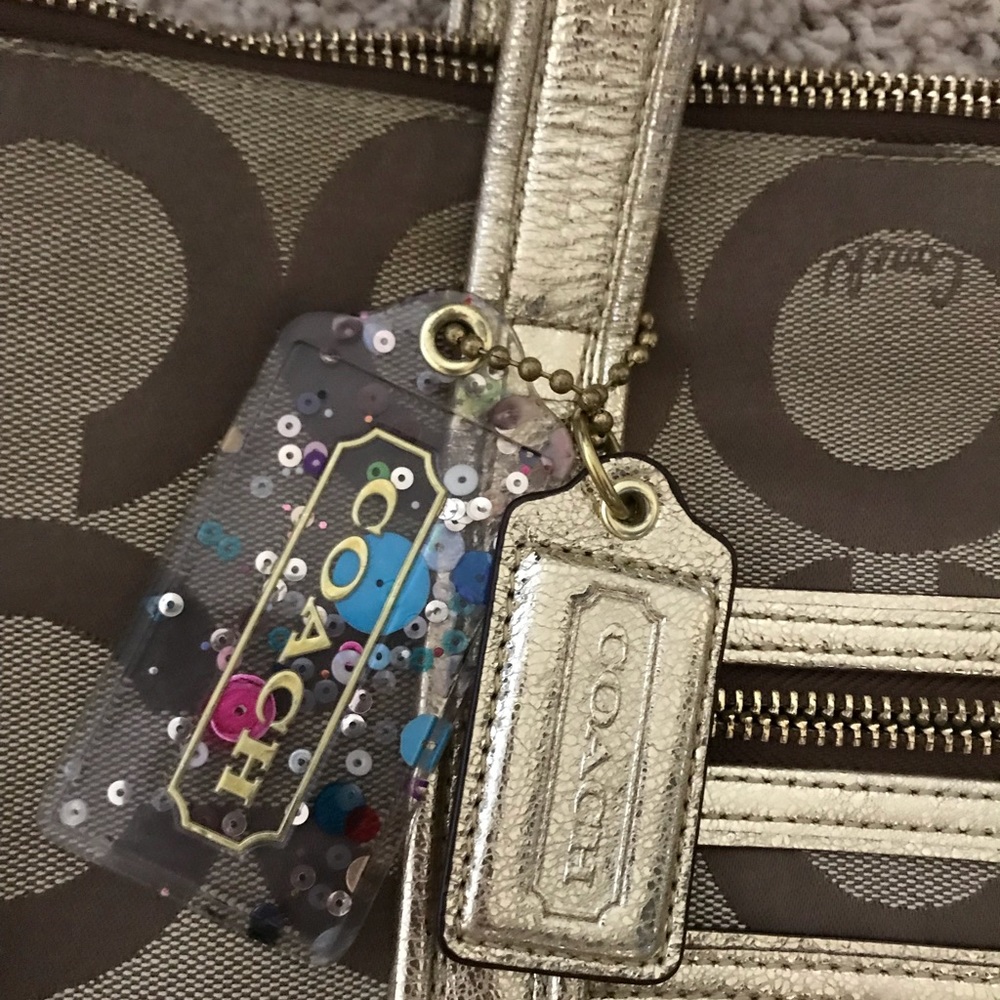 Coach Poppy Op Art Tote-Gold - Gem